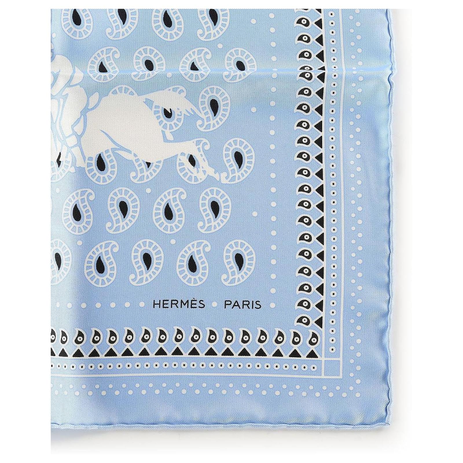 Hermès Hermes Light Blue & White Silk Ecuries Parisiennes Square Scarf ...