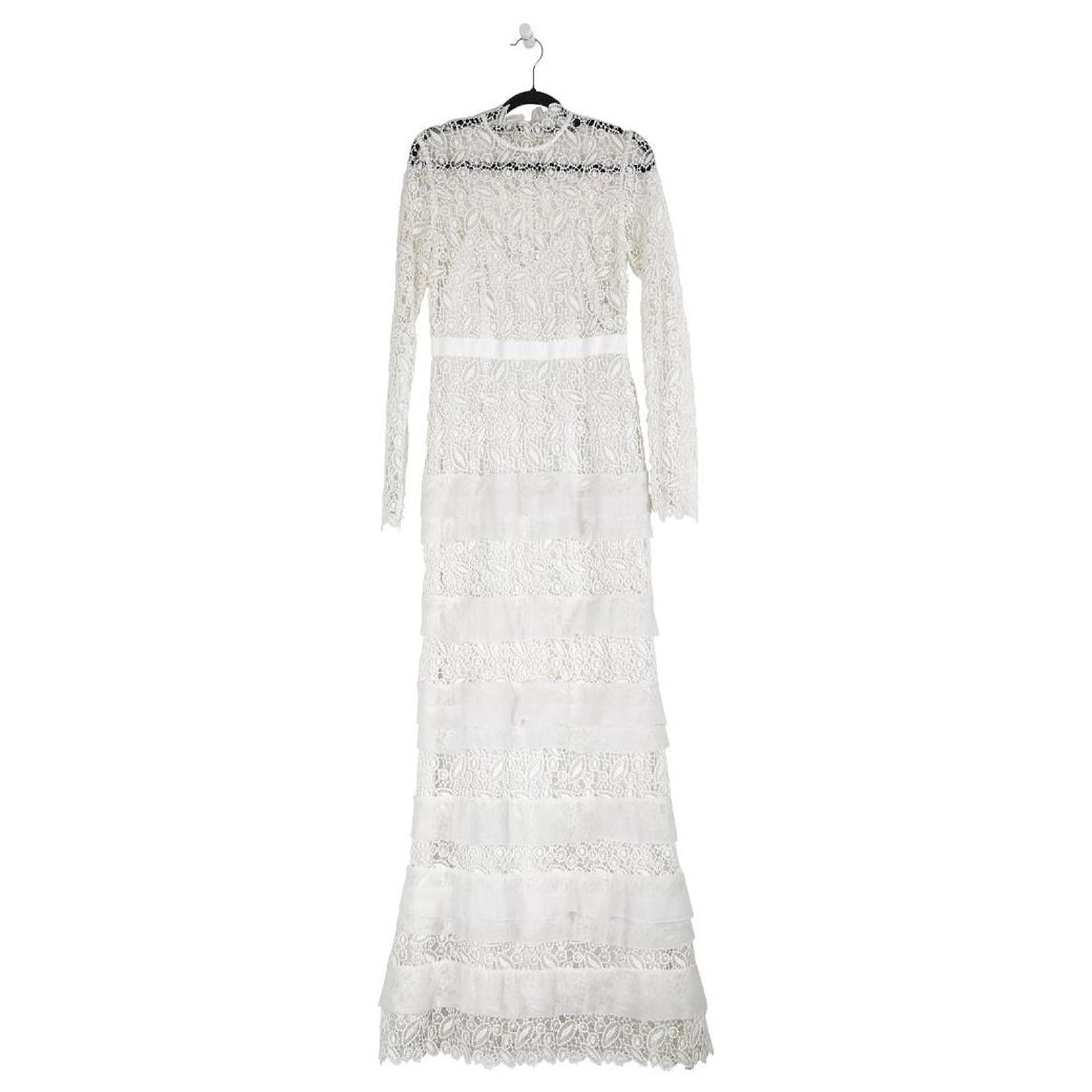 Self portrait Self-Portrait White Lace & Sheer Maxi Dress With Long ...