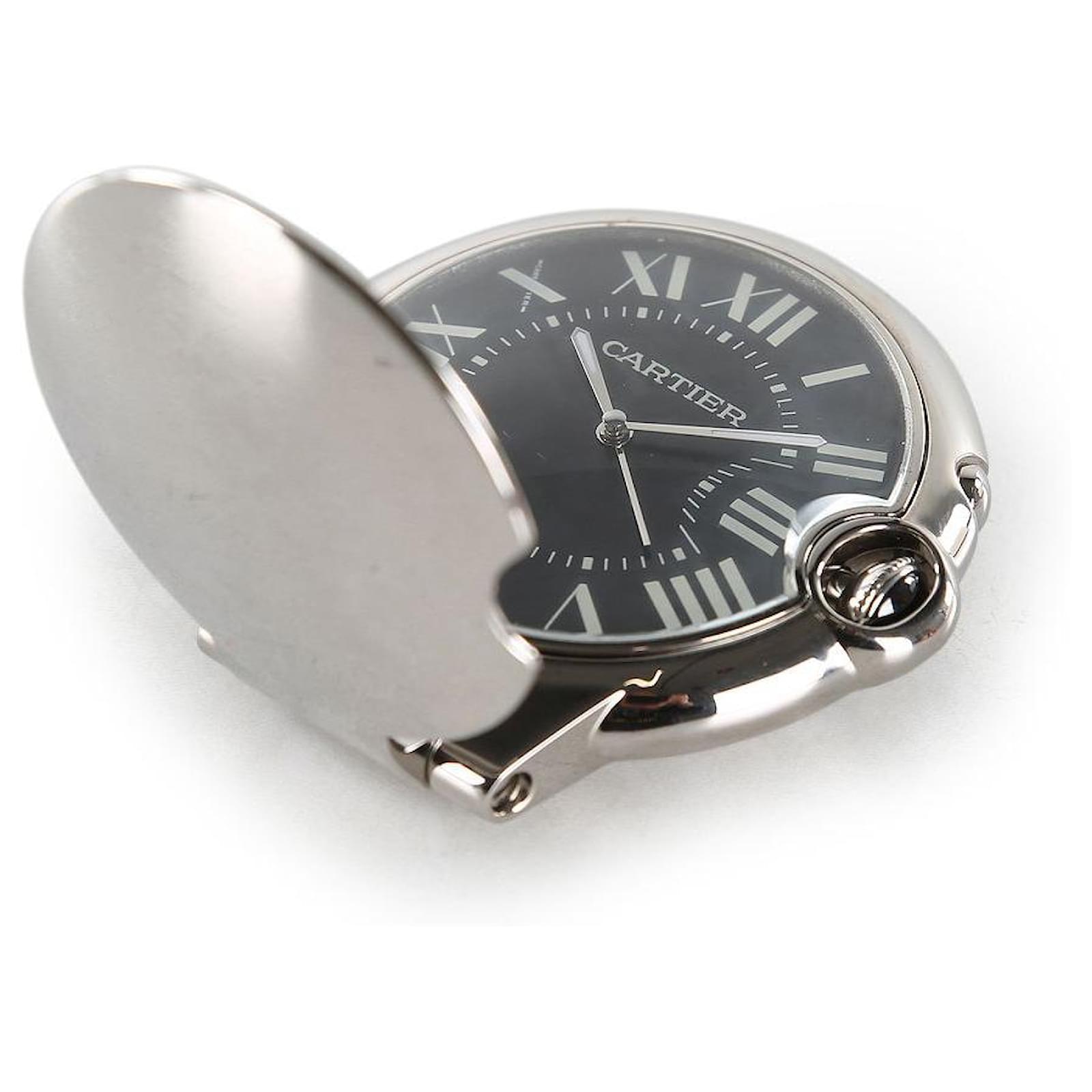 Cartier Silver Ballon Bleu Travel Alarm Clock Silvery Metallic Steel ...