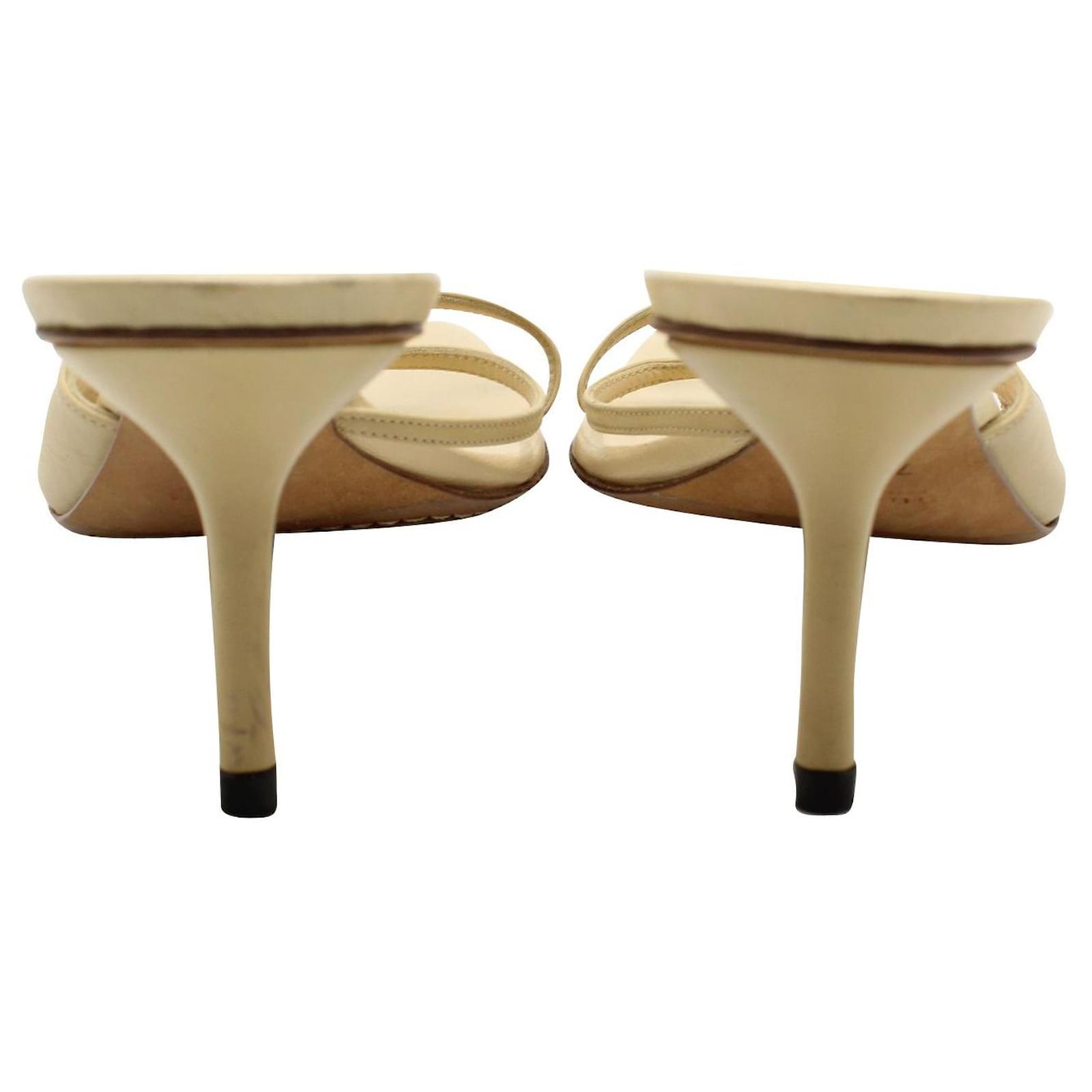 Gucci Beige Slip On High Heel Sandals Flesh Leather ref.846228 - Joli ...