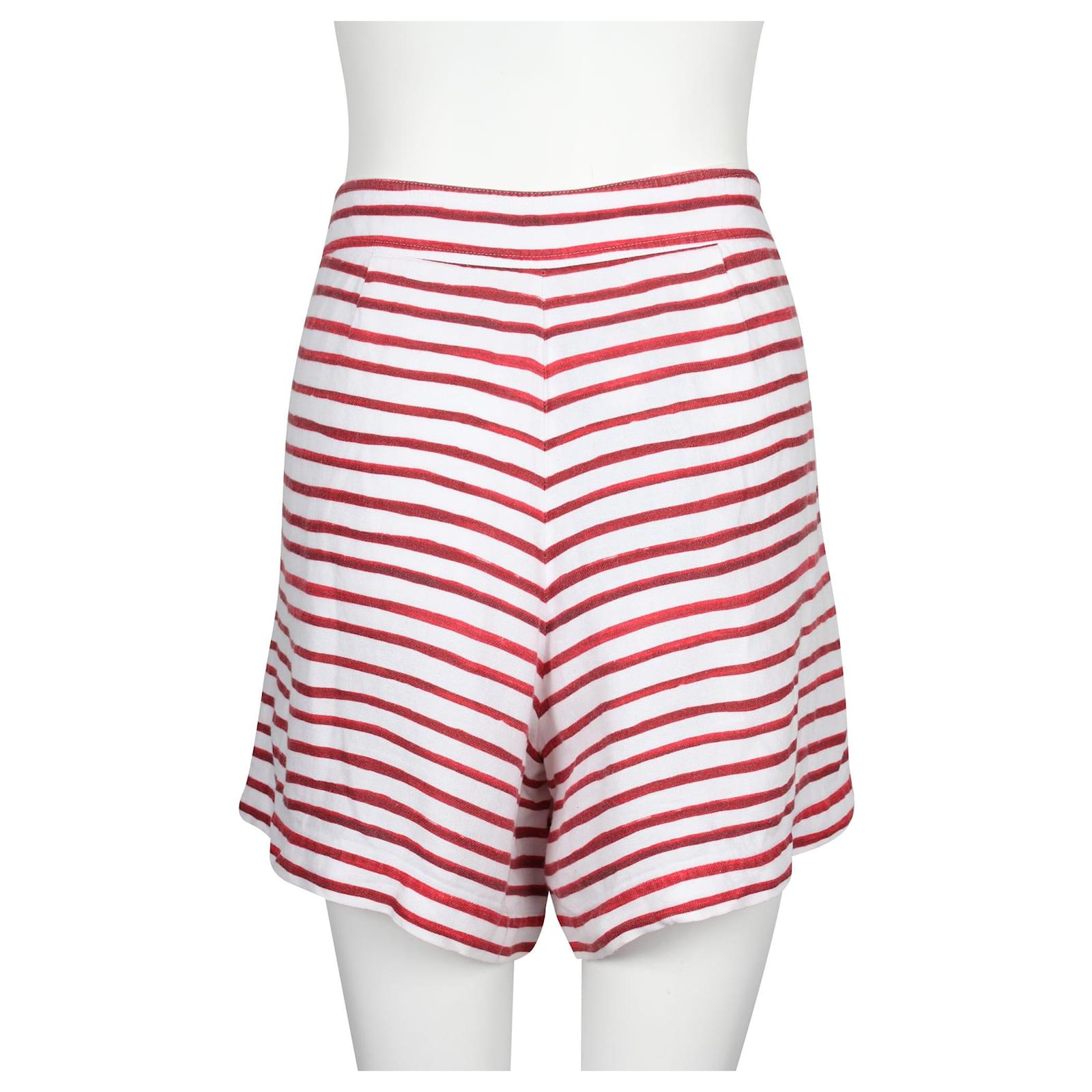 Loro Piana Short en lin rayé rouge ref.846464 - Joli Closet