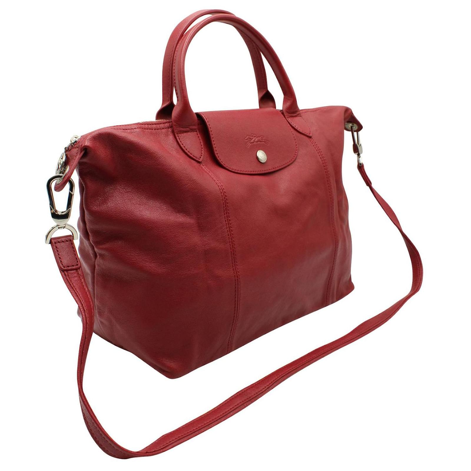 Longchamp Red Leather Le Pliage Tote Bag ref.846537 - Joli Closet