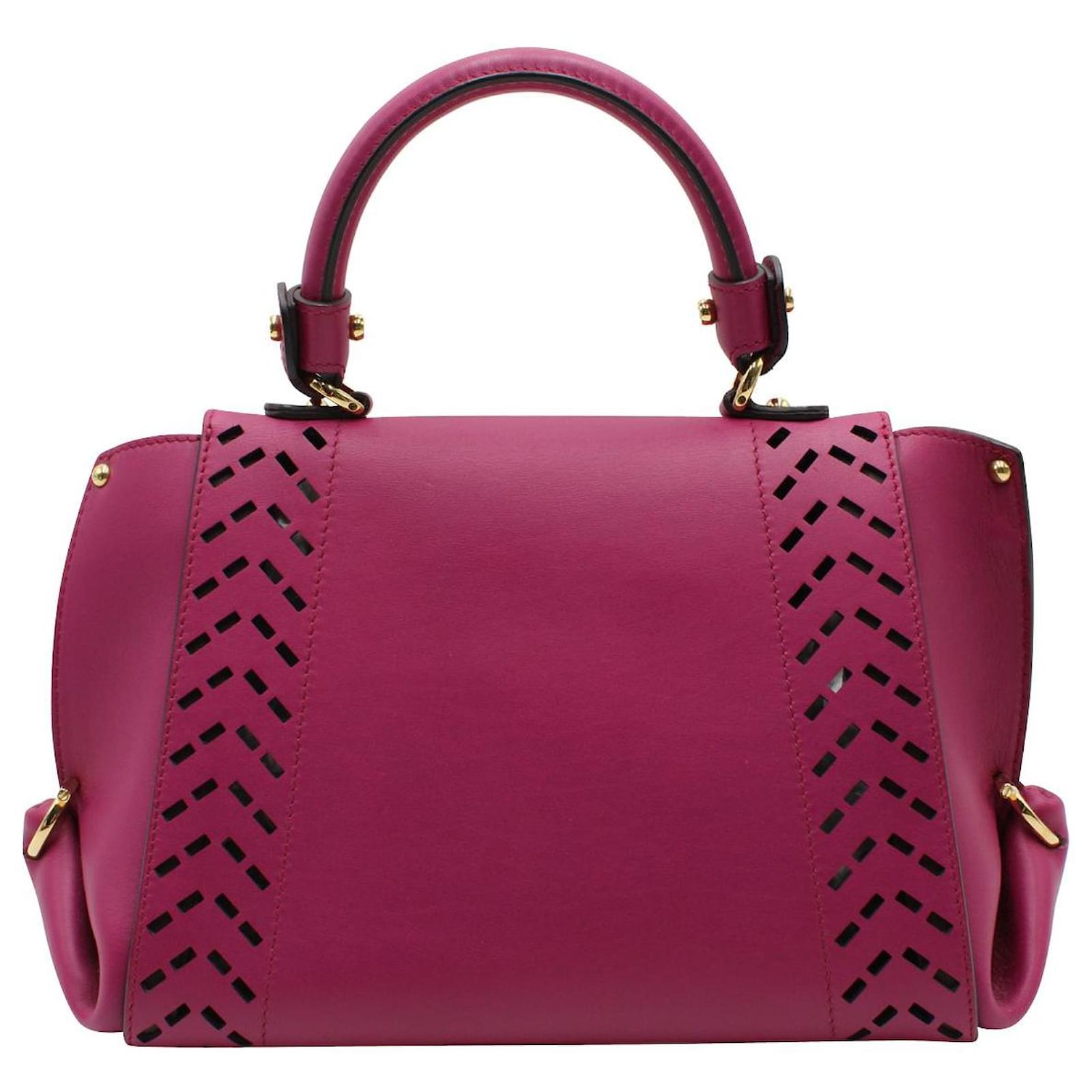 Salvatore Ferragamo Fushia Sofia Small Perforated Leather Satchel with ...
