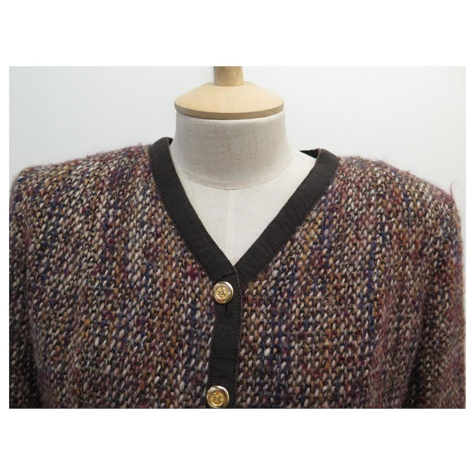 CHANEL CARDIGAN JACKET IN KNITTED WOOL M 38 CC JACKET LOGO BUTTONS ...