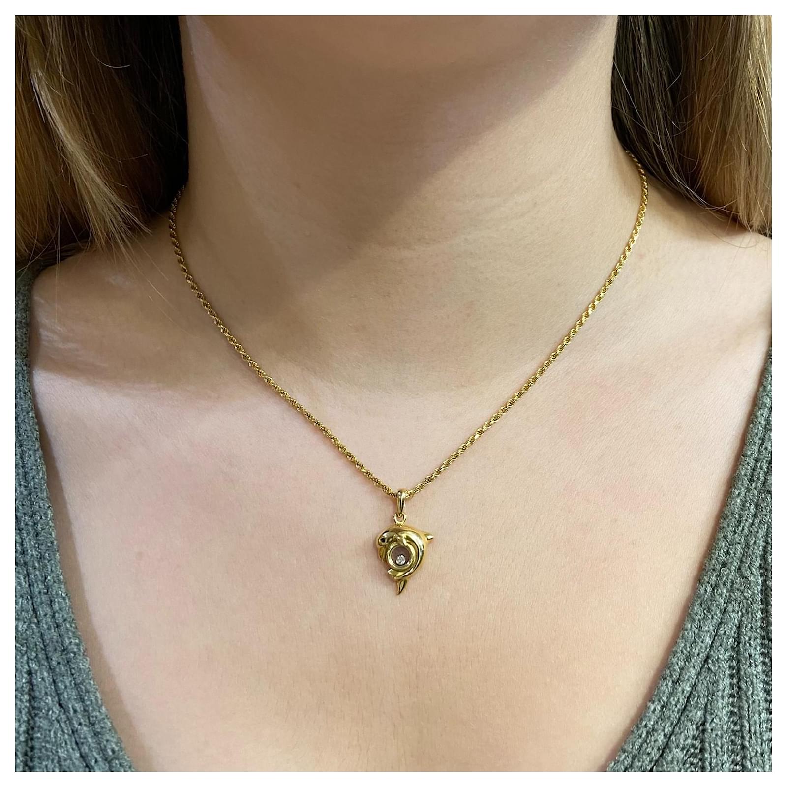 Chopard gold dolphin pendant 18k and diamond Golden Yellow gold ref ...