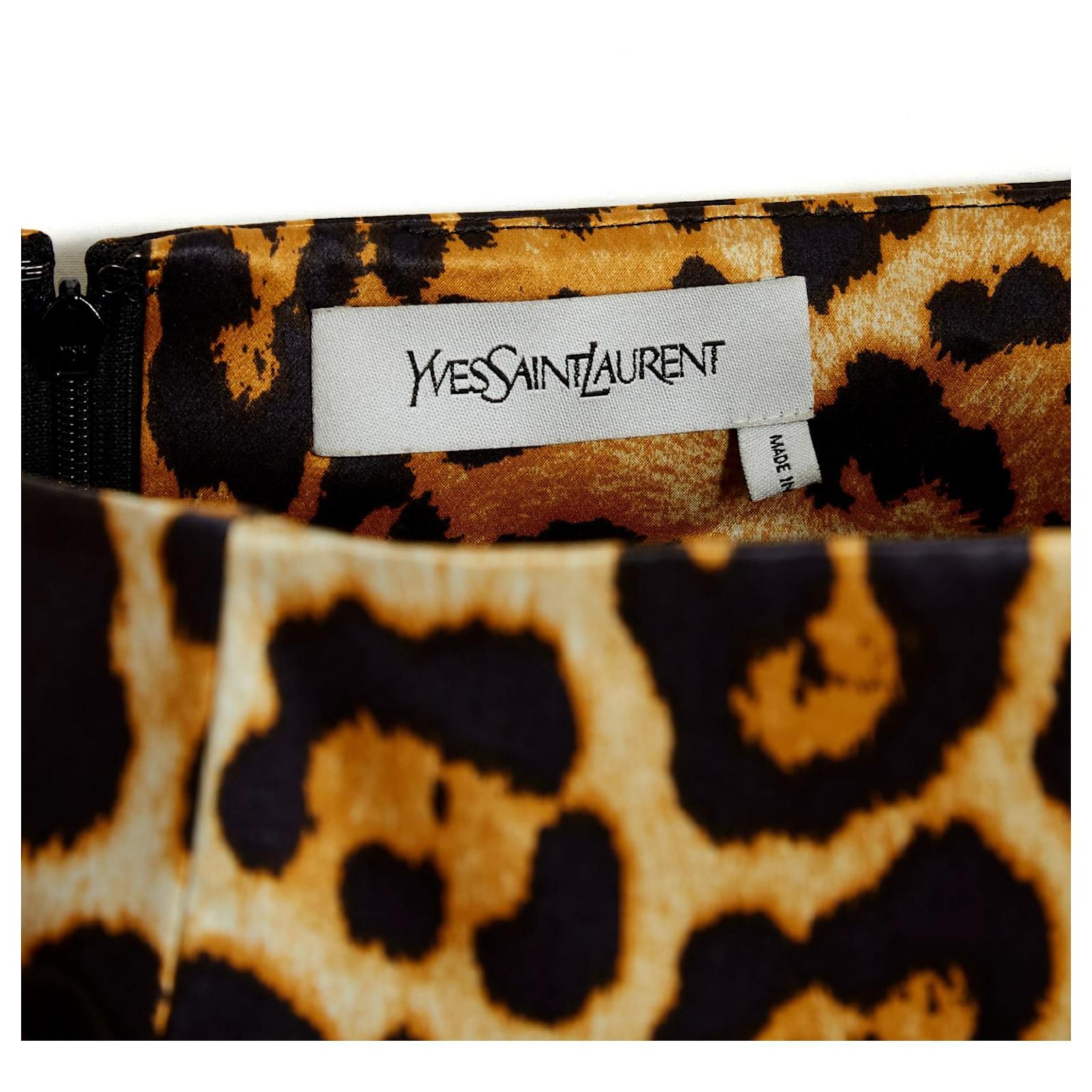 Yves Saint Laurent SILK LEOPARD BUSTIER DRESS FR40 Leopard print ref ...