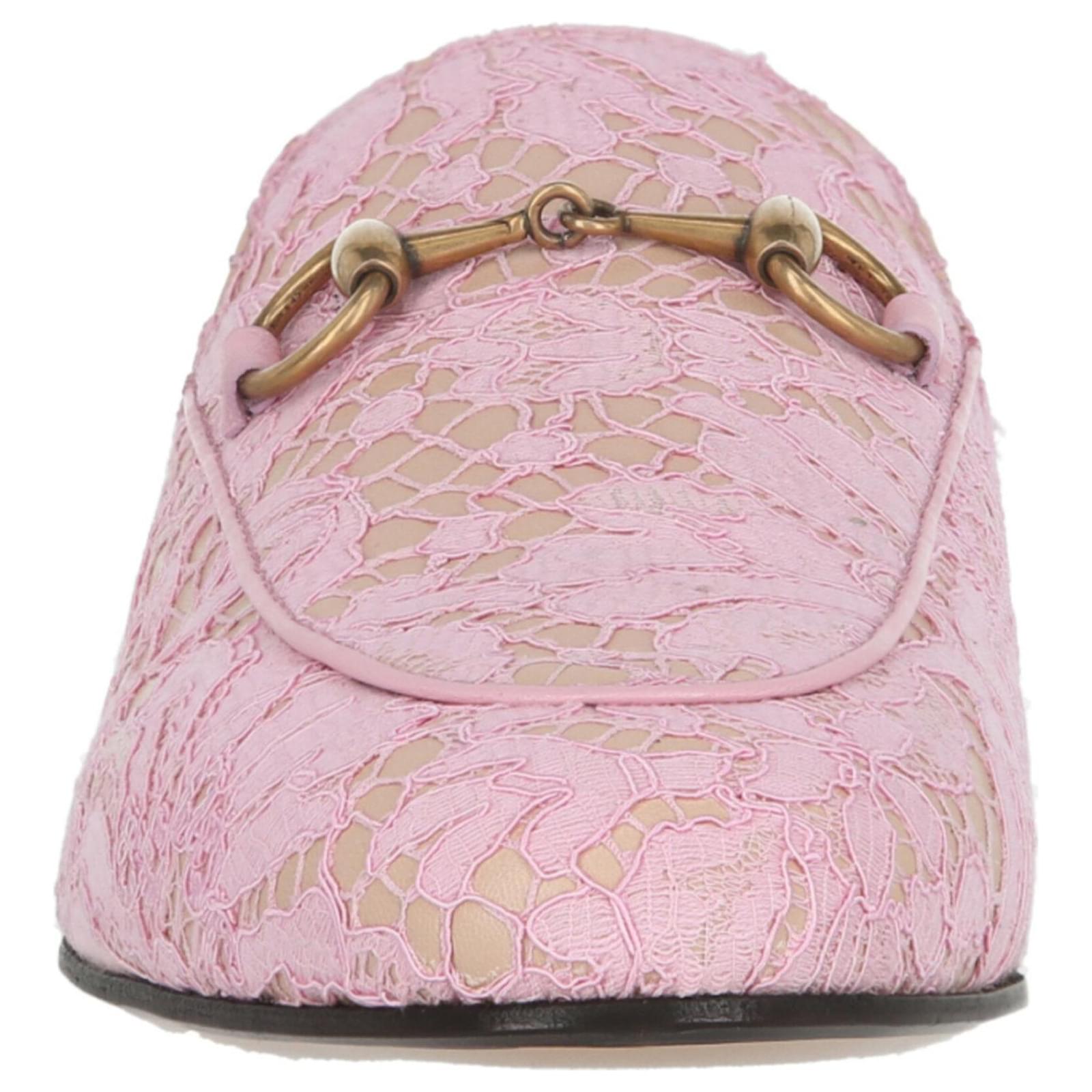 Gucci Princetown Lace Slippers Pink ref.851517 - Joli Closet
