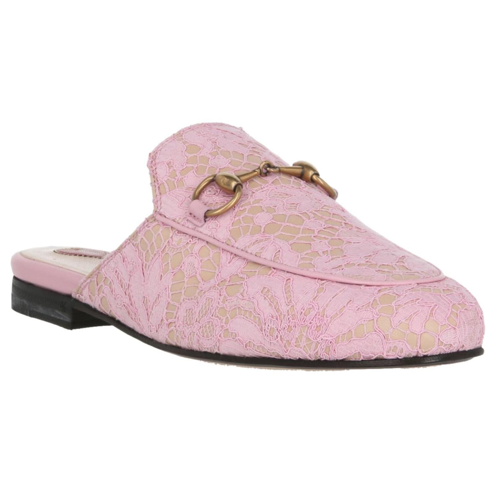 Gucci Princetown Lace Slippers Pink ref.851662 - Joli Closet