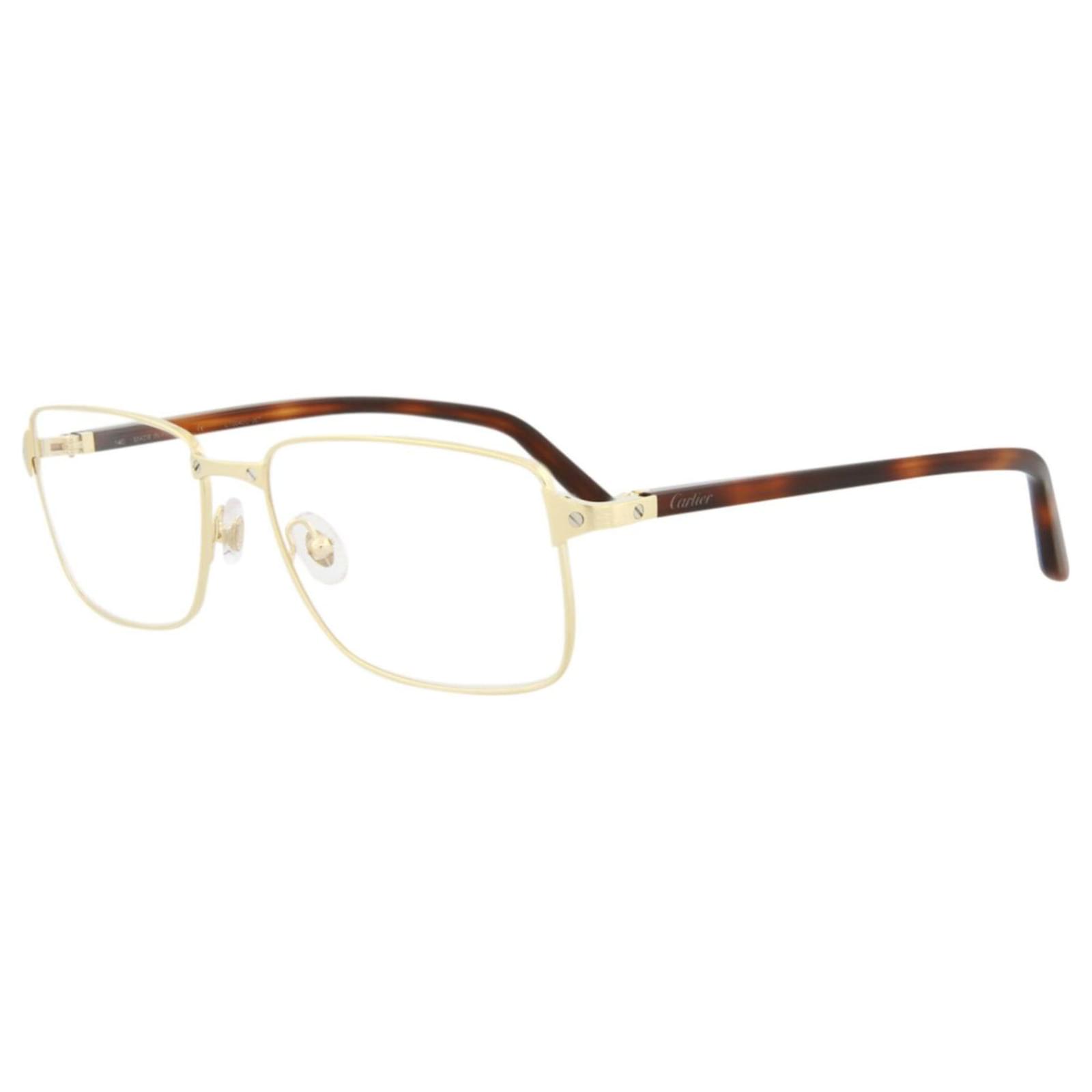 Cartier Square-Frame Metal Optical Frames Golden Metallic ref.851675 ...