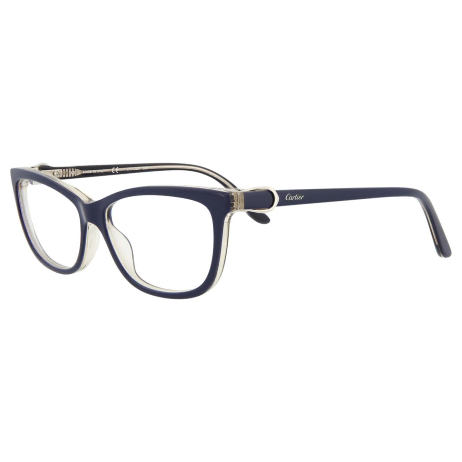 Cartier Round-Frame Acetate Optical Frames Blue Cellulose fibre ref ...