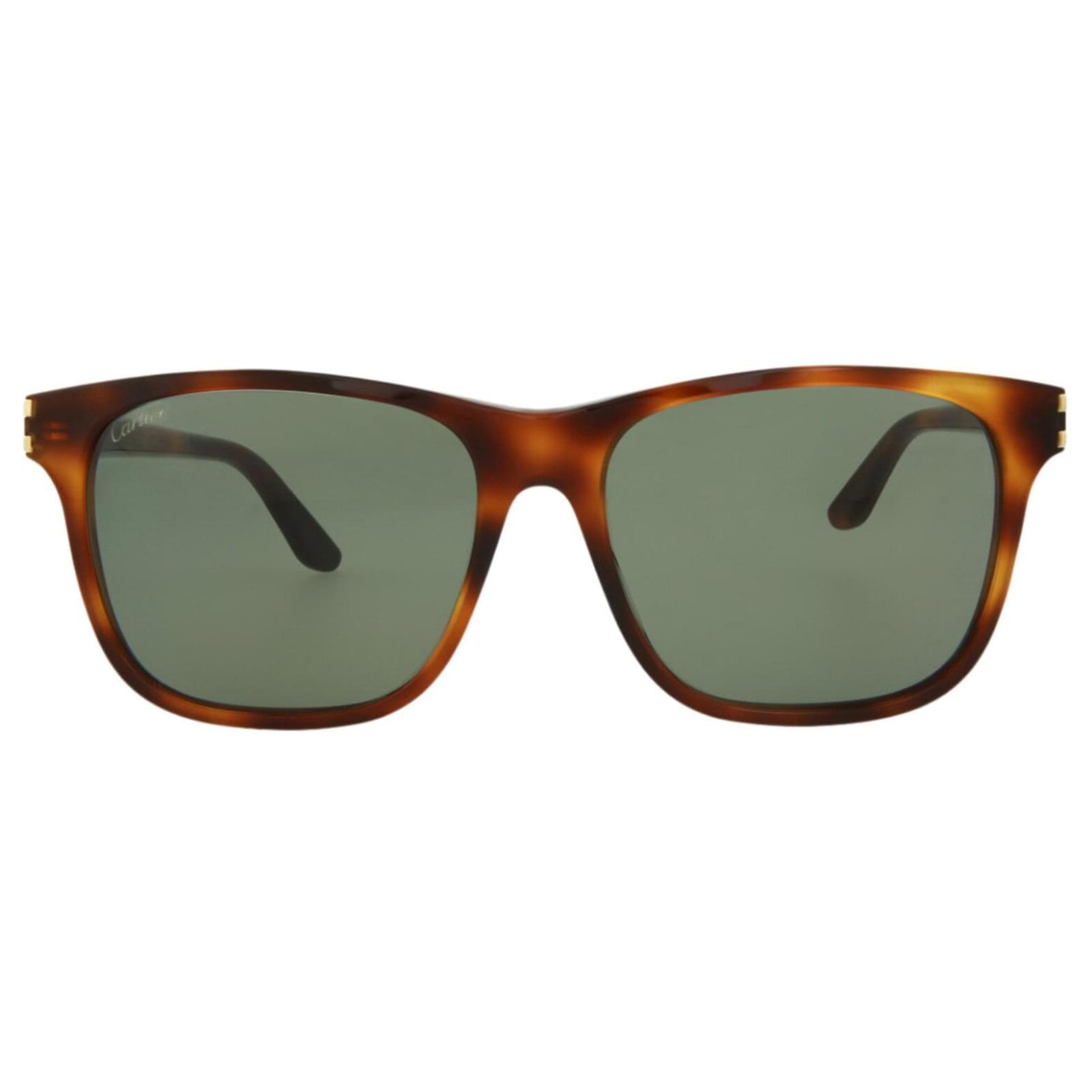 Óculos de sol Cartier com armação quadrada de acetato Marrom Fibra de ...