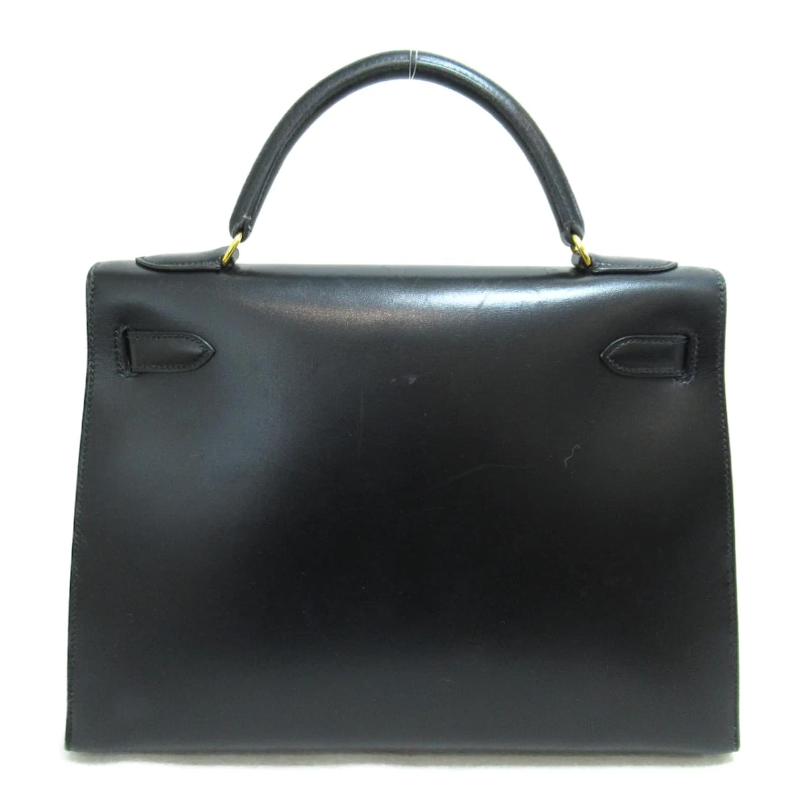 Hermès Box Calf Kelly 32 Black Leather Pony-style calfskin ref.852066 ...