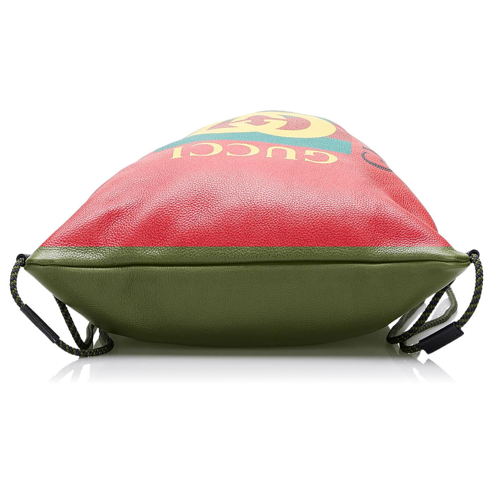 Gucci Red Gucci Logo Backpack Leather Pony-style calfskin ref.853666 ...