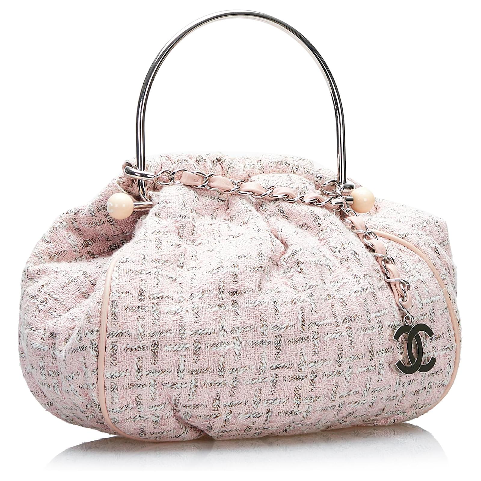 Chanel Pink Tweed Boucle Knitting Handbag Cloth ref.854328 - Joli Closet