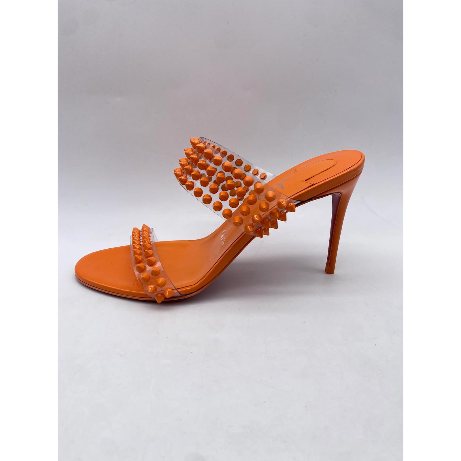 CHRISTIAN LOUBOUTIN Mules & clogs T.eu 38 Leather Orange ref.857123 ...