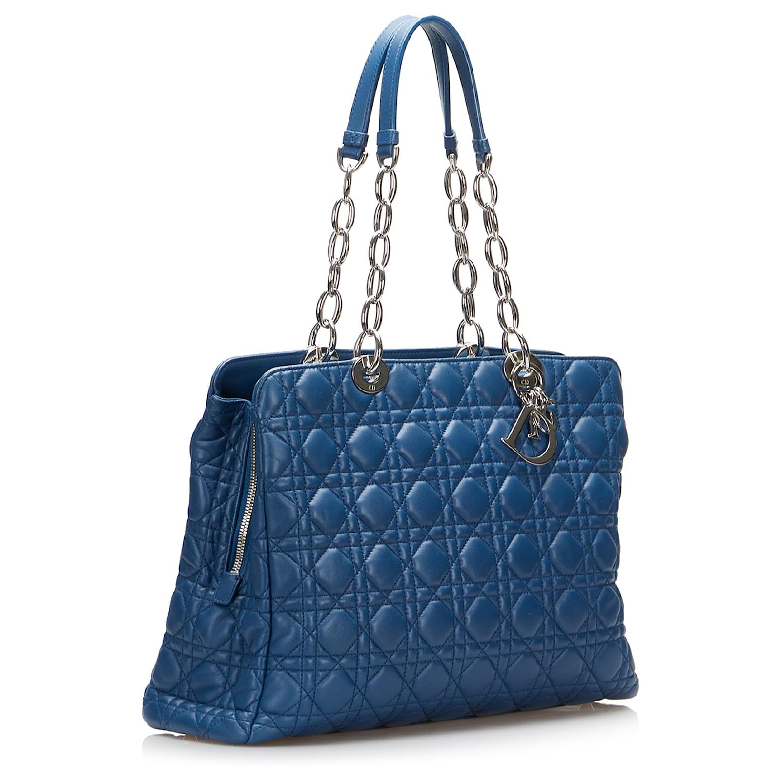 Dior Blue Large Cannage Soft Lady Dior Navy blue Leather Pony-style ...