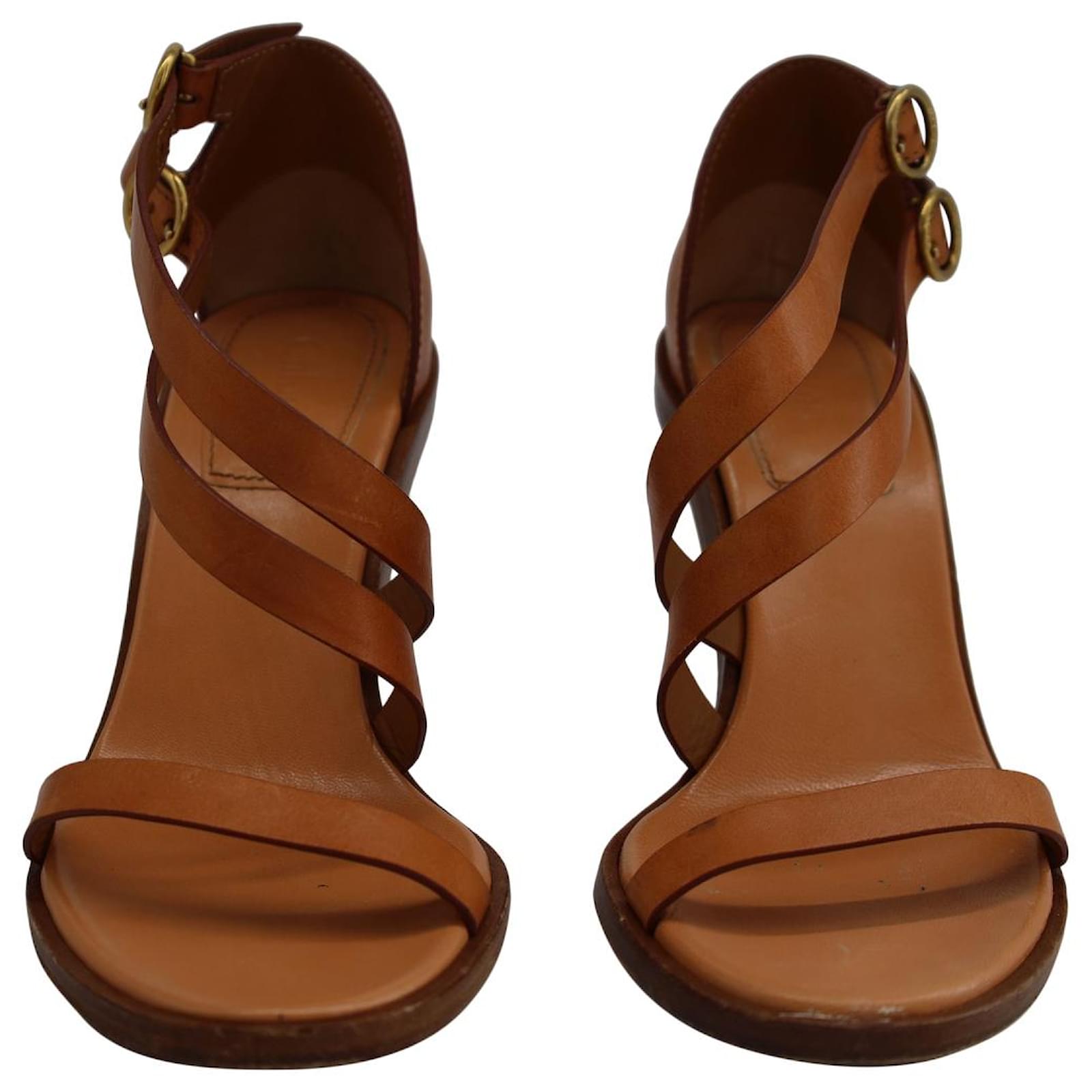 Chloé Strappy Niko Sandals in Brown Leather ref.860306 - Joli Closet