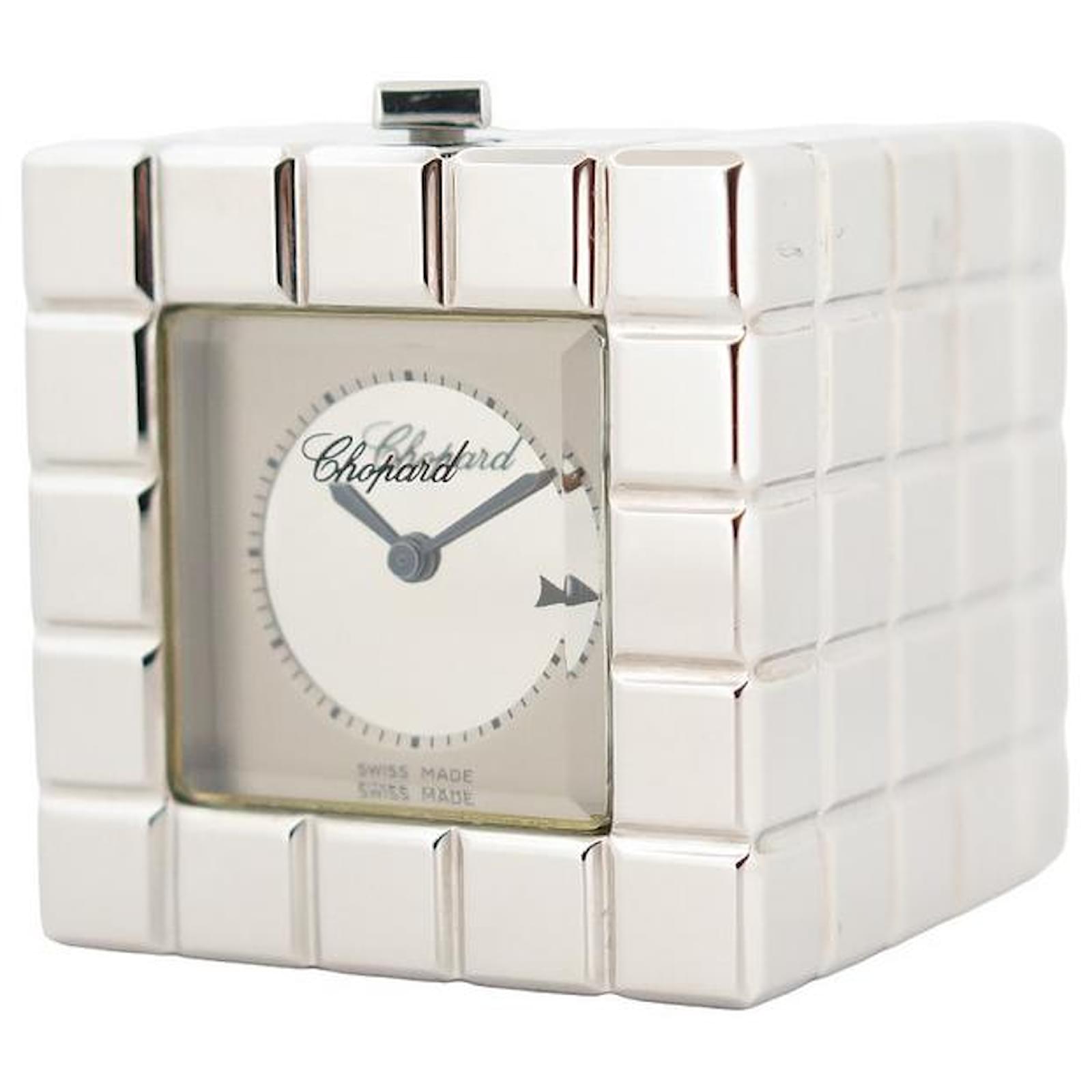 ALARM CHOPARD ICE CUBE TABLE WATCH IN STEEL SILVER STEEL SILVER DESK ...