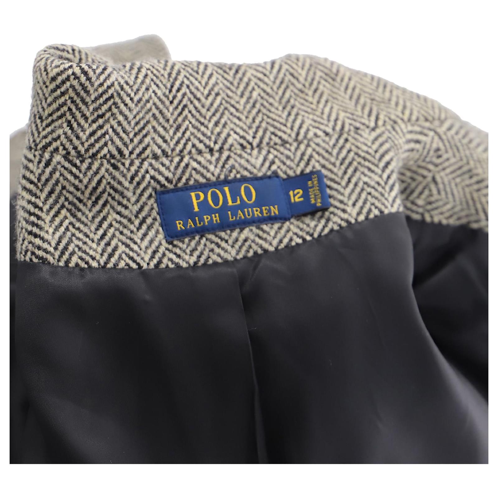 Ralph Lauren Herringbone Tweed Blazer in Black and Grey Wool ref.870118 ...