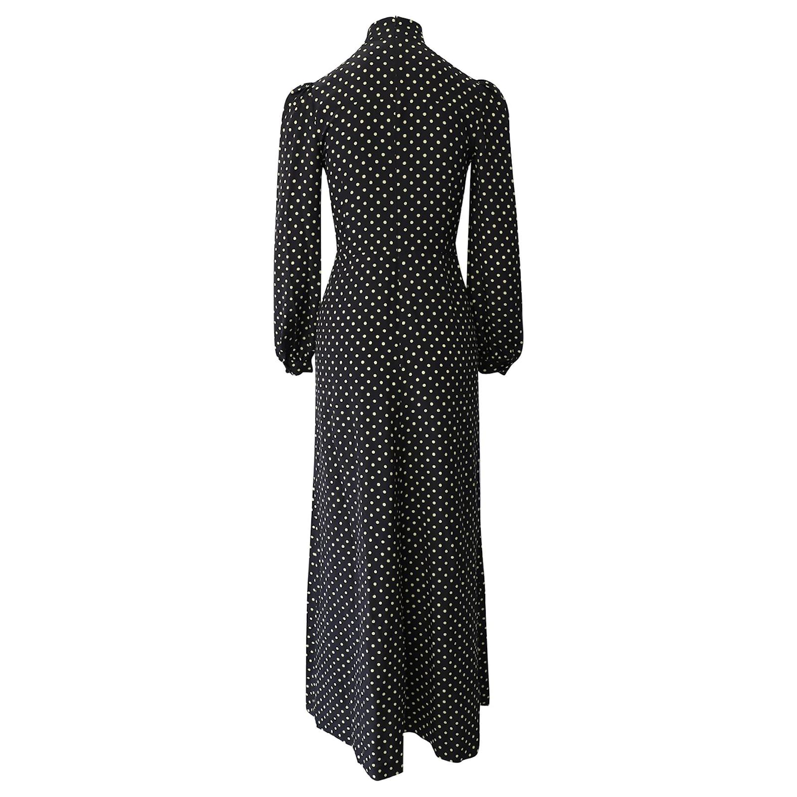 Bella Freud Angelica Polka Dot Maxi Dress In Black Print Silk Ref