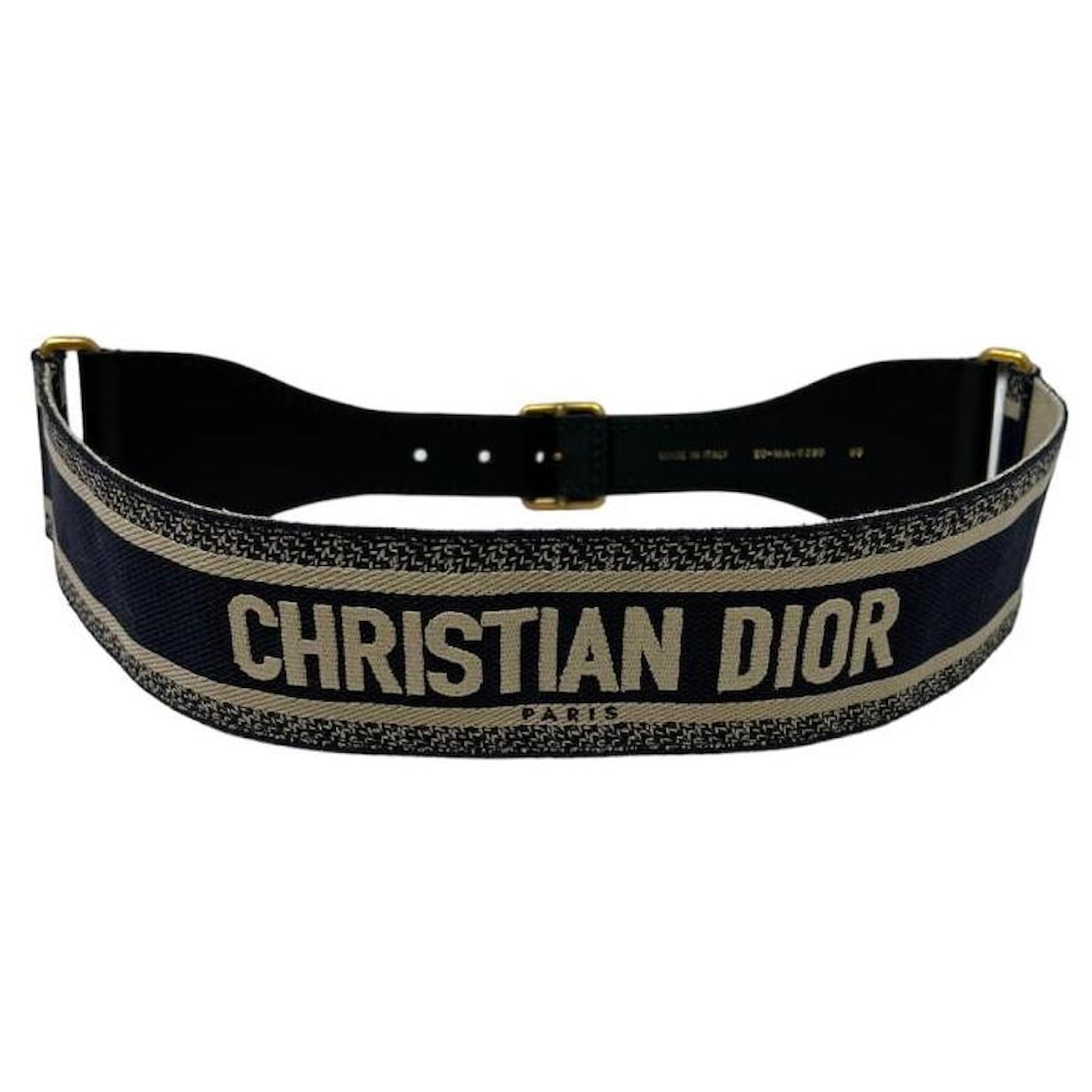 Christian Dior Belts Blue Beige Leather Cloth ref.879885 - Joli Closet