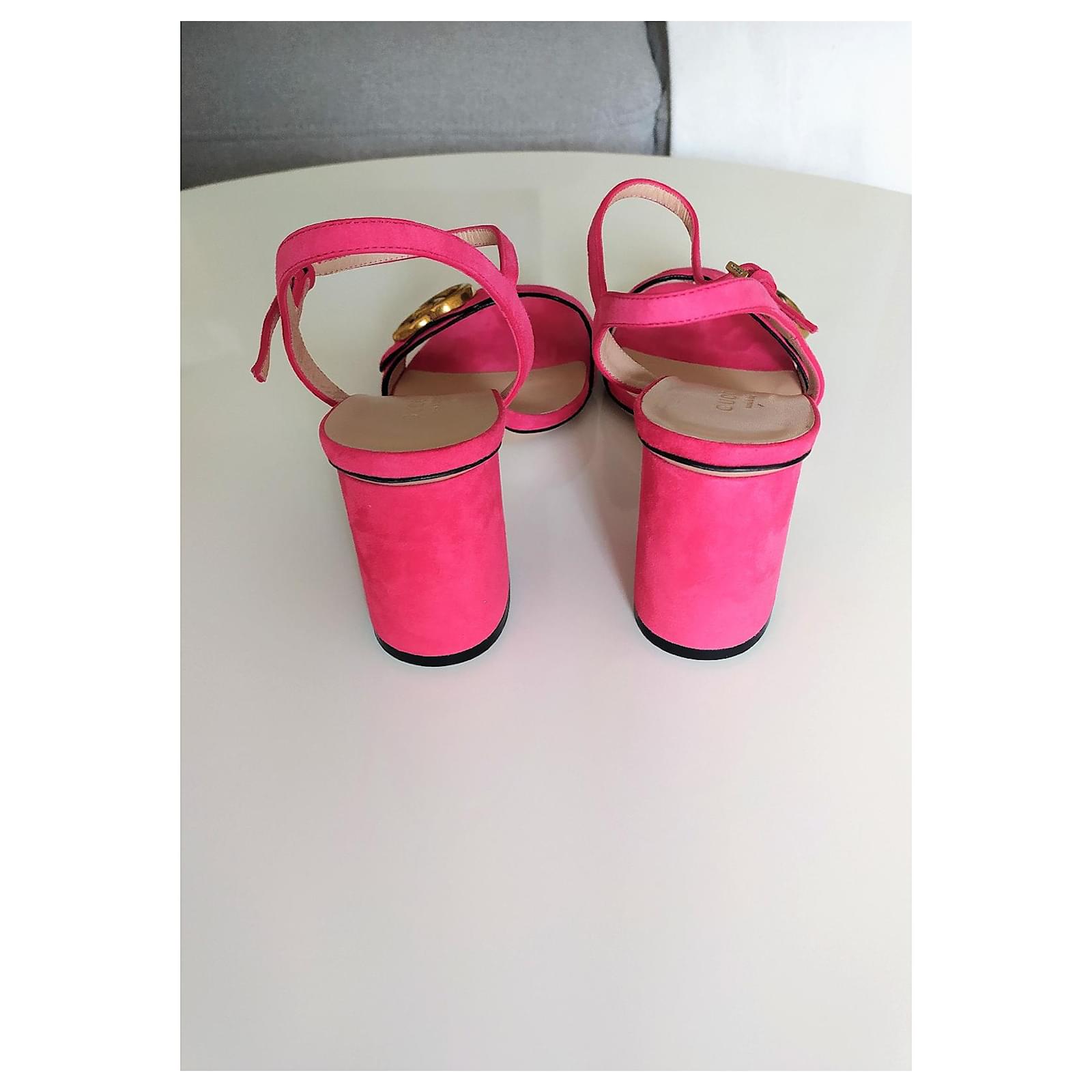 Sandales Gucci Marmont Suede Rose ref.881102 - Joli Closet