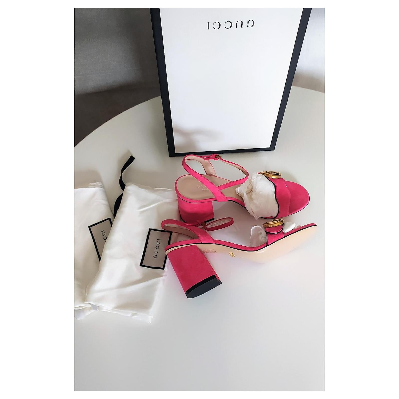 Sandales Gucci Marmont Suede Rose ref.881102 - Joli Closet