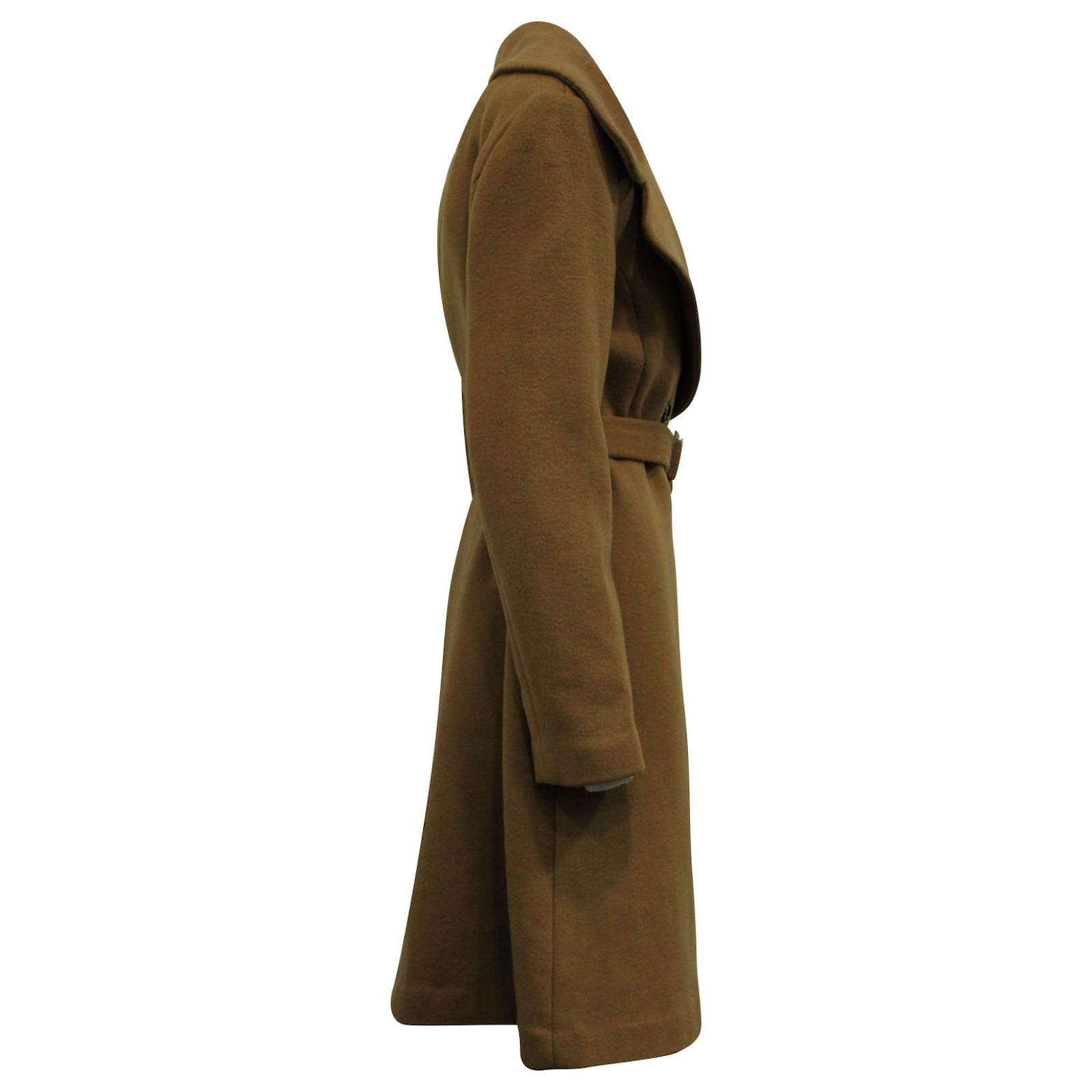 Diane Von Furstenberg Fann Trench Coat With Belt in Brown Wool ref ...
