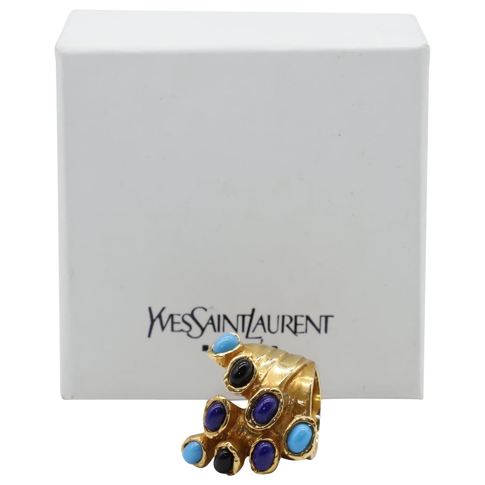 Yves Saint Laurent Arty Glass Ring in Gold Metal Golden White gold ref ...