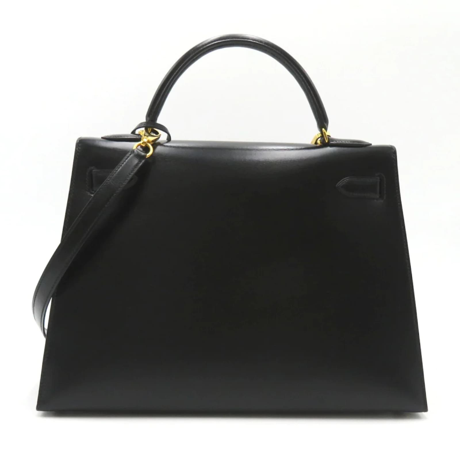 Hermès Box Calf Kelly 32 Black Leather Pony-style calfskin ref.903837 ...