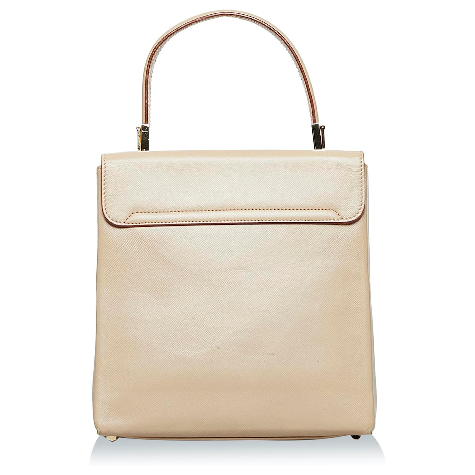 Salvatore Ferragamo Ferragamo Brown Gancini Satchel Beige Leather Pony ...
