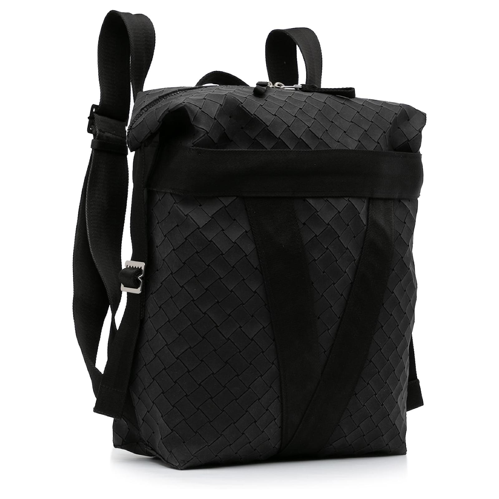 Bottega Veneta Black Intrecciato Fold Over Backpack Leather Pony-style ...