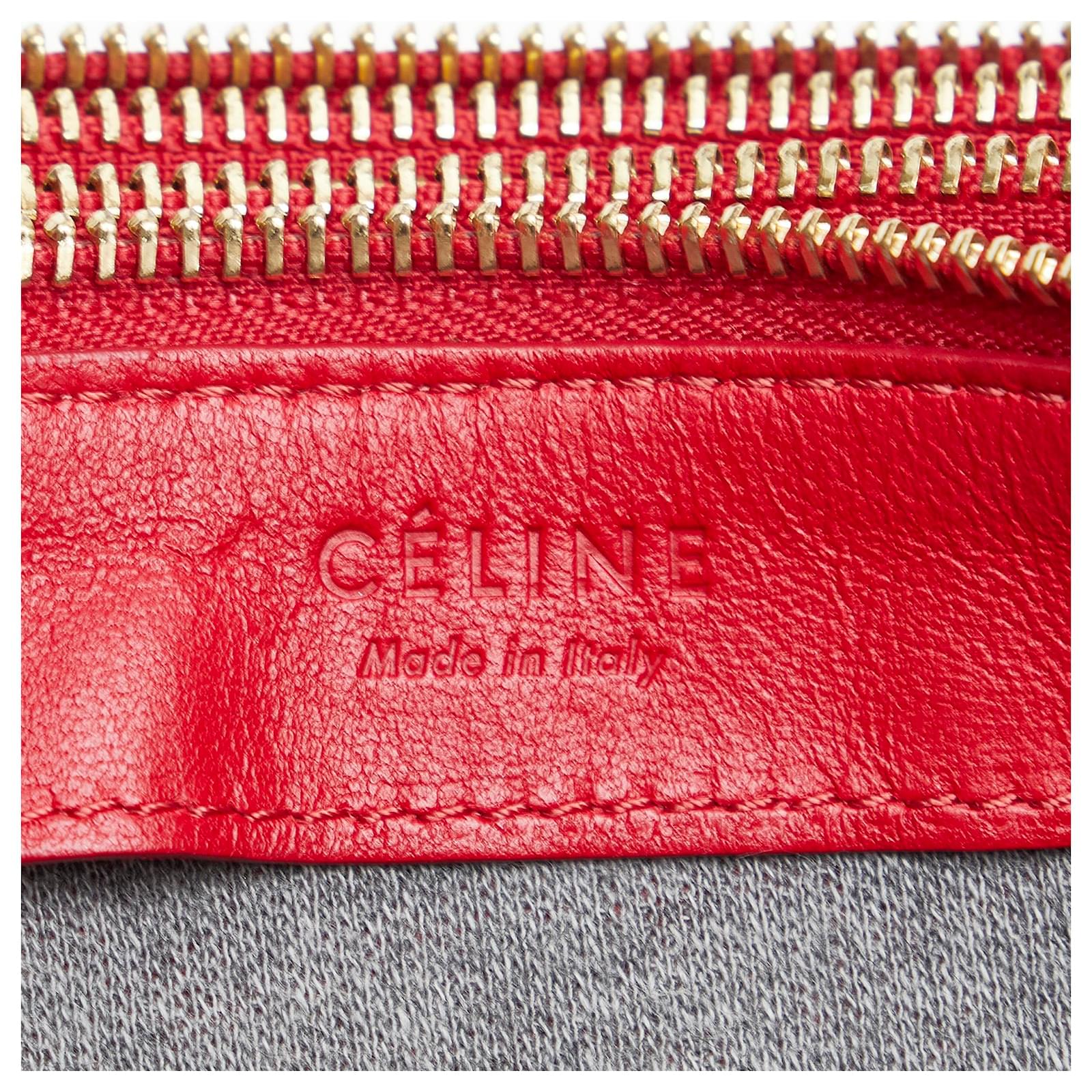 Céline Celine Red Trio Leather Crossbody Bag Pony-style calfskin ref ...
