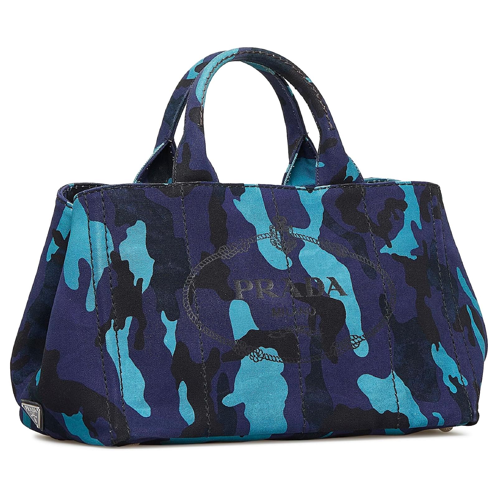 Tote Prada Blue Canapa Camouflage Satchel Cloth Cloth ref.916583 - Joli ...