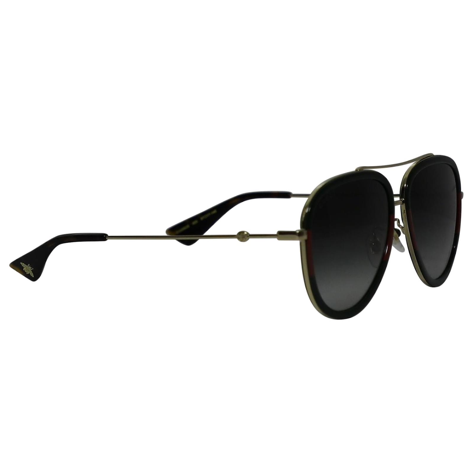Gucci GG0062S Aviator Sunglasses in Green and Red Acetate in Gold Metal ...