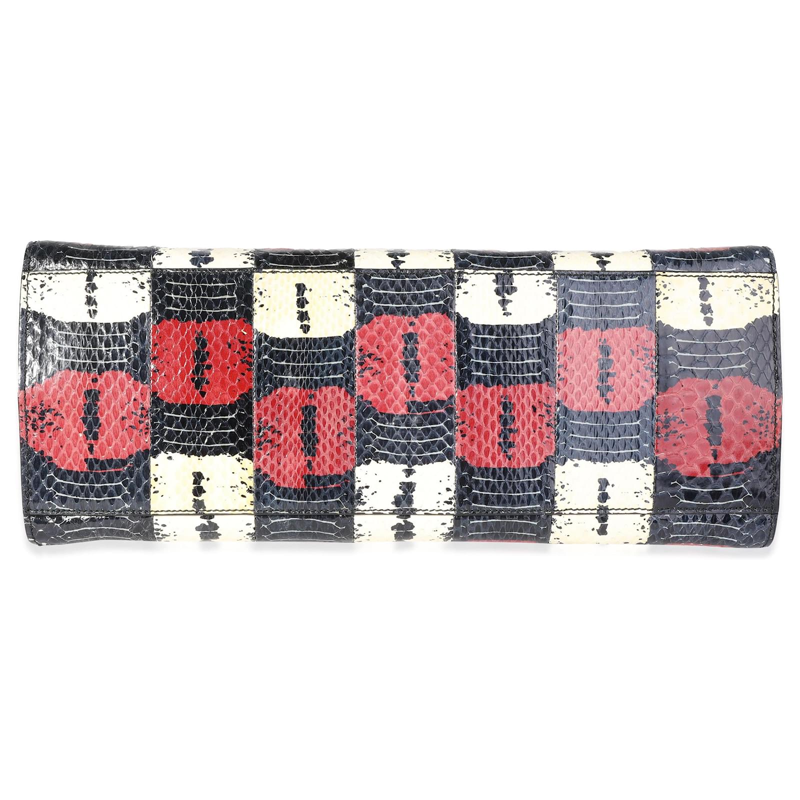 Gucci Red, white, & Blue Water Snake Large Nymphaea Bamboo Top Handle ...