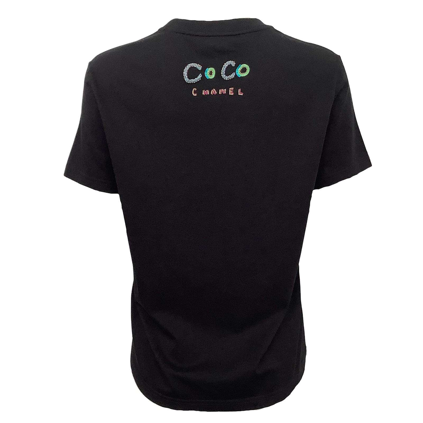 Chanel Black Cotton Short Sleeve Pharrell Coco Chanel Tee Shirt ref ...