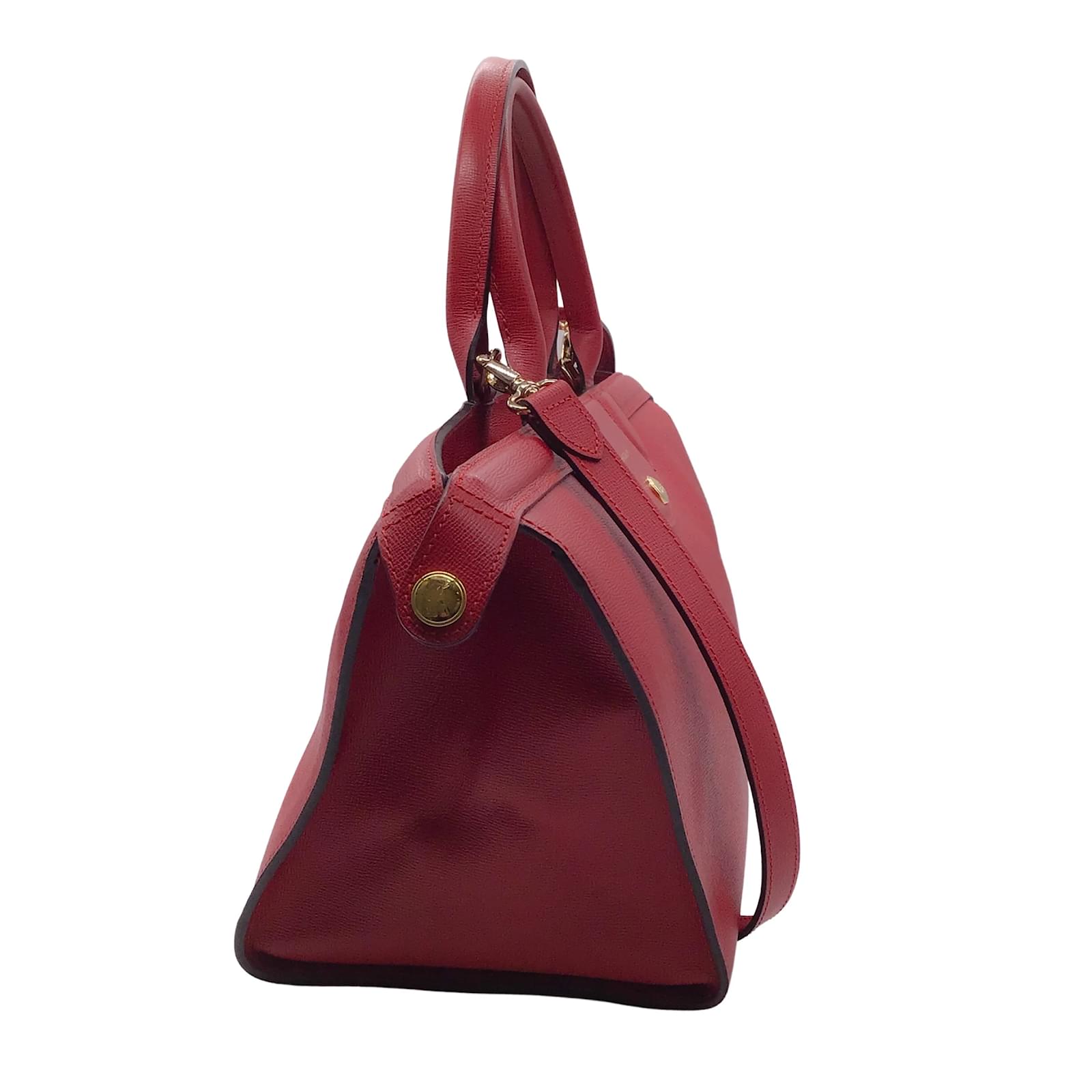 Longchamp Red Leather Le Pliage Heritage Satchel Handbag ref.940041 ...