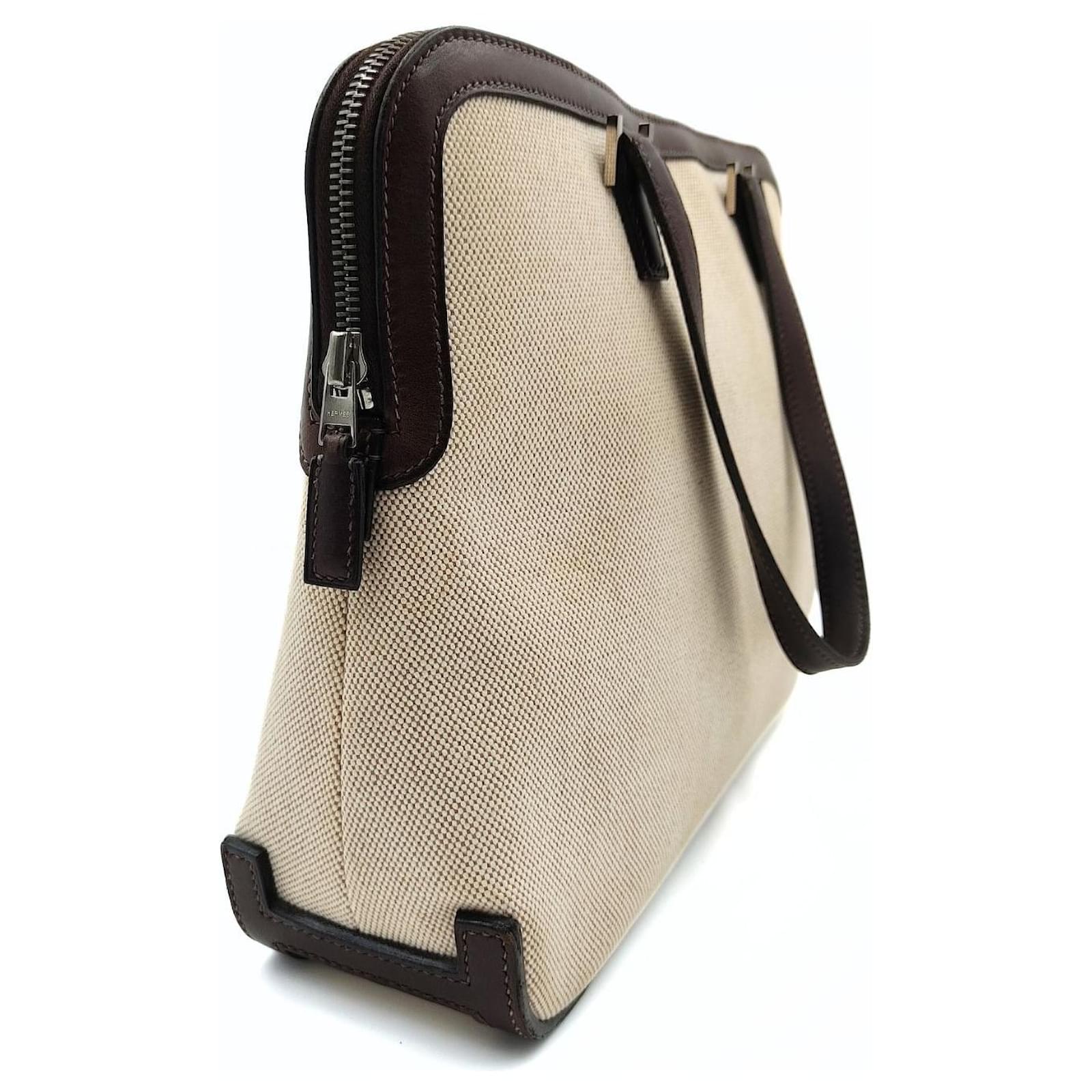 Hermès Escapade Handtasche aus Canvas und Leder Beige Leinwand ref ...