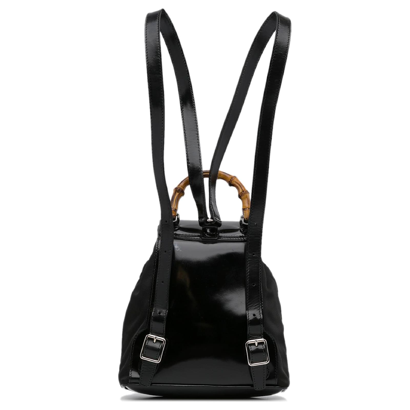 Gucci Black Mini Bamboo Backpack Nylon Cloth ref.940845 - Joli Closet
