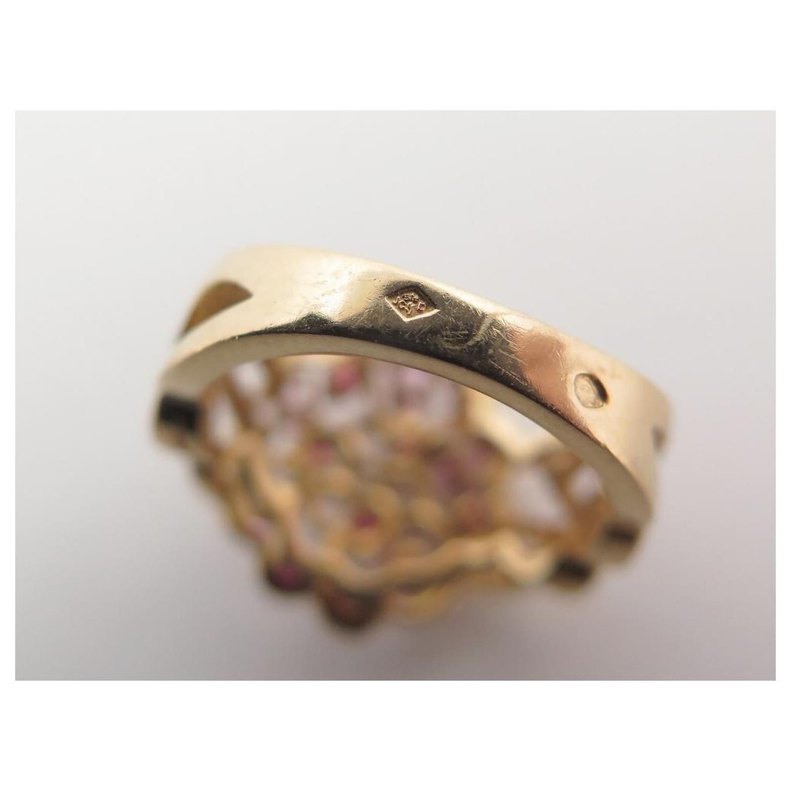 CHANEL CAMELIA T RING50 In yellow gold 18K RUBY & DIAMOND 0.1 CT YELLOW ...