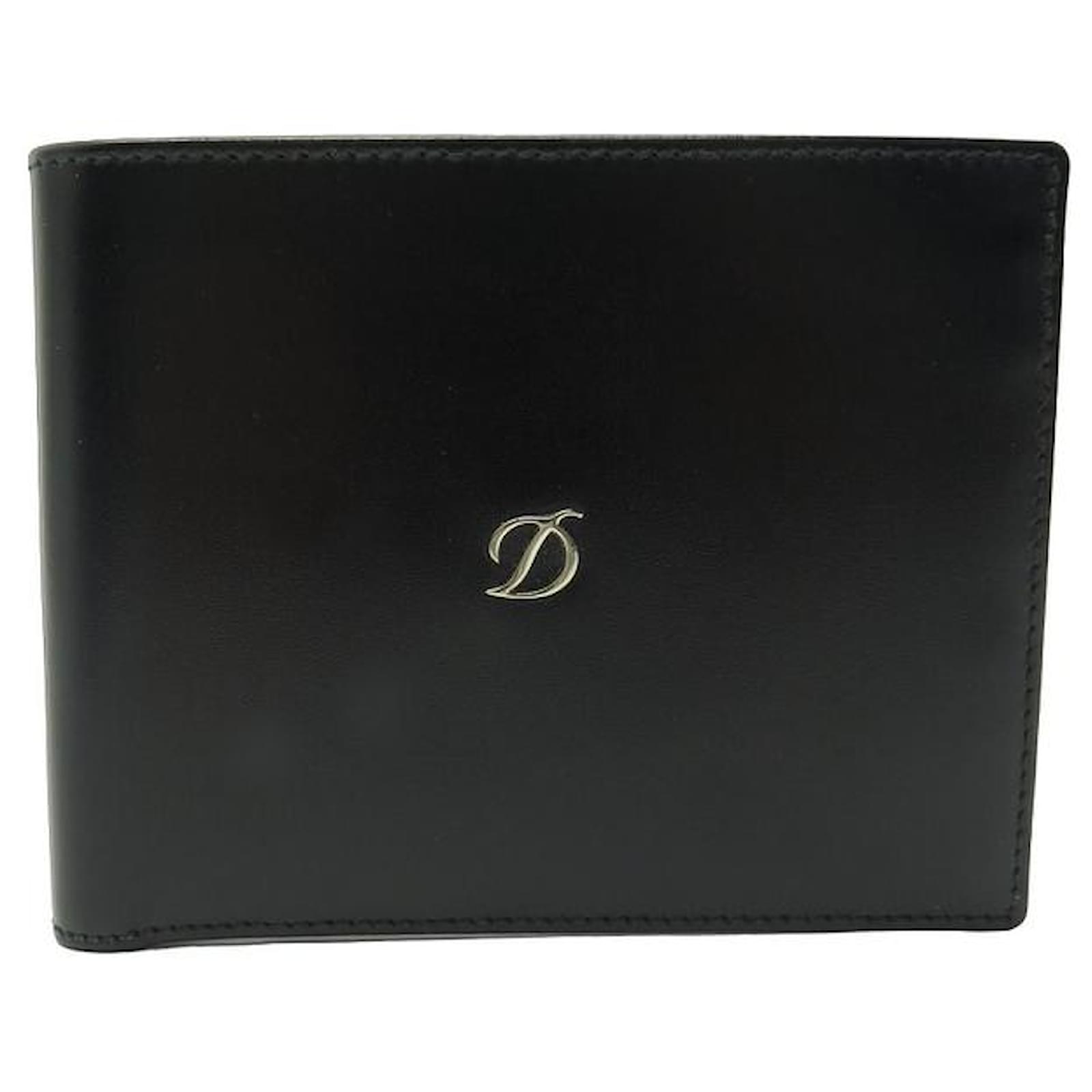 NEW ST DUPONT WALLET CARD HOLDER 4CC LOGO D BLACK LEATHER WALLET ref ...