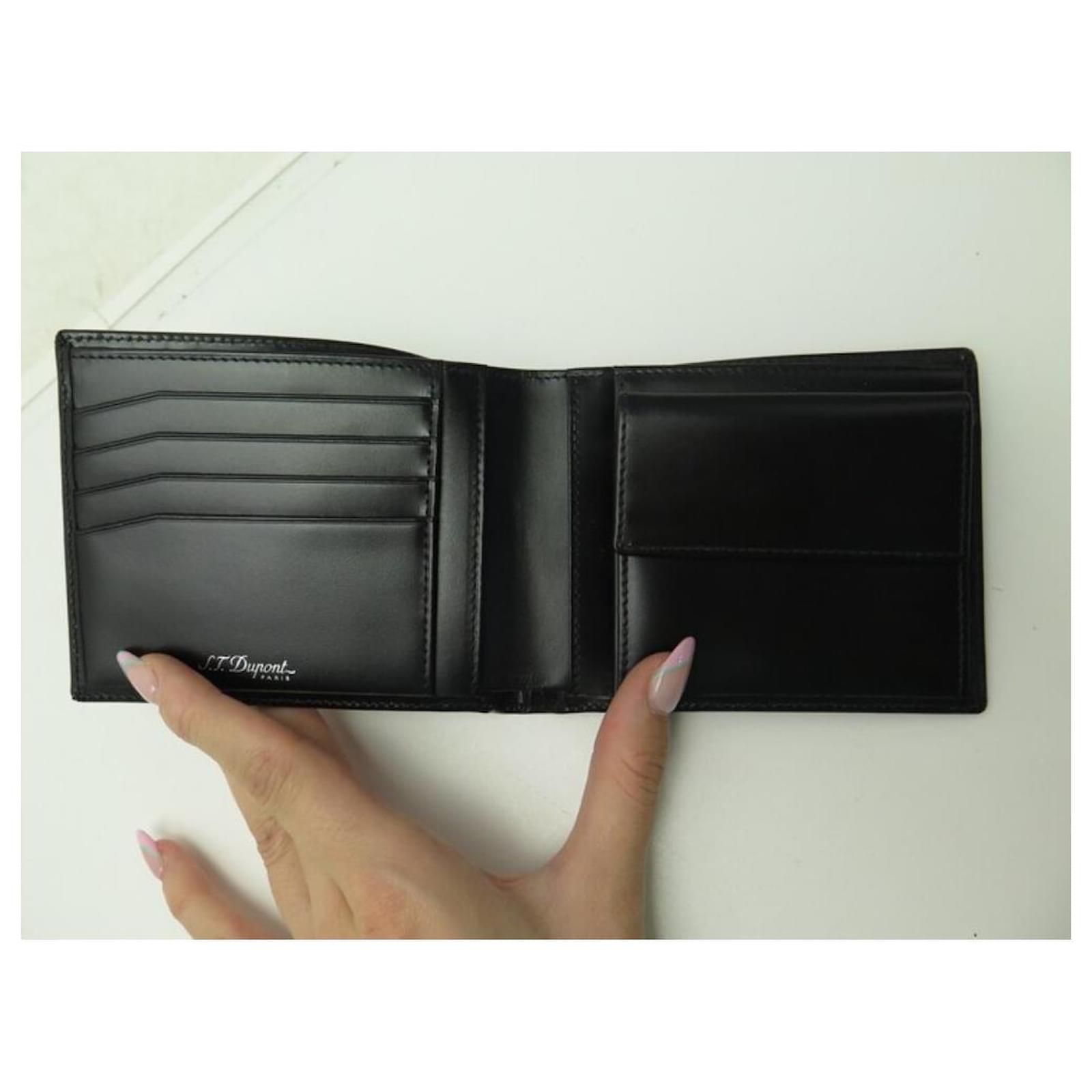 NEW ST DUPONT WALLET CARD HOLDER 4CC LOGO D BLACK LEATHER WALLET ref ...