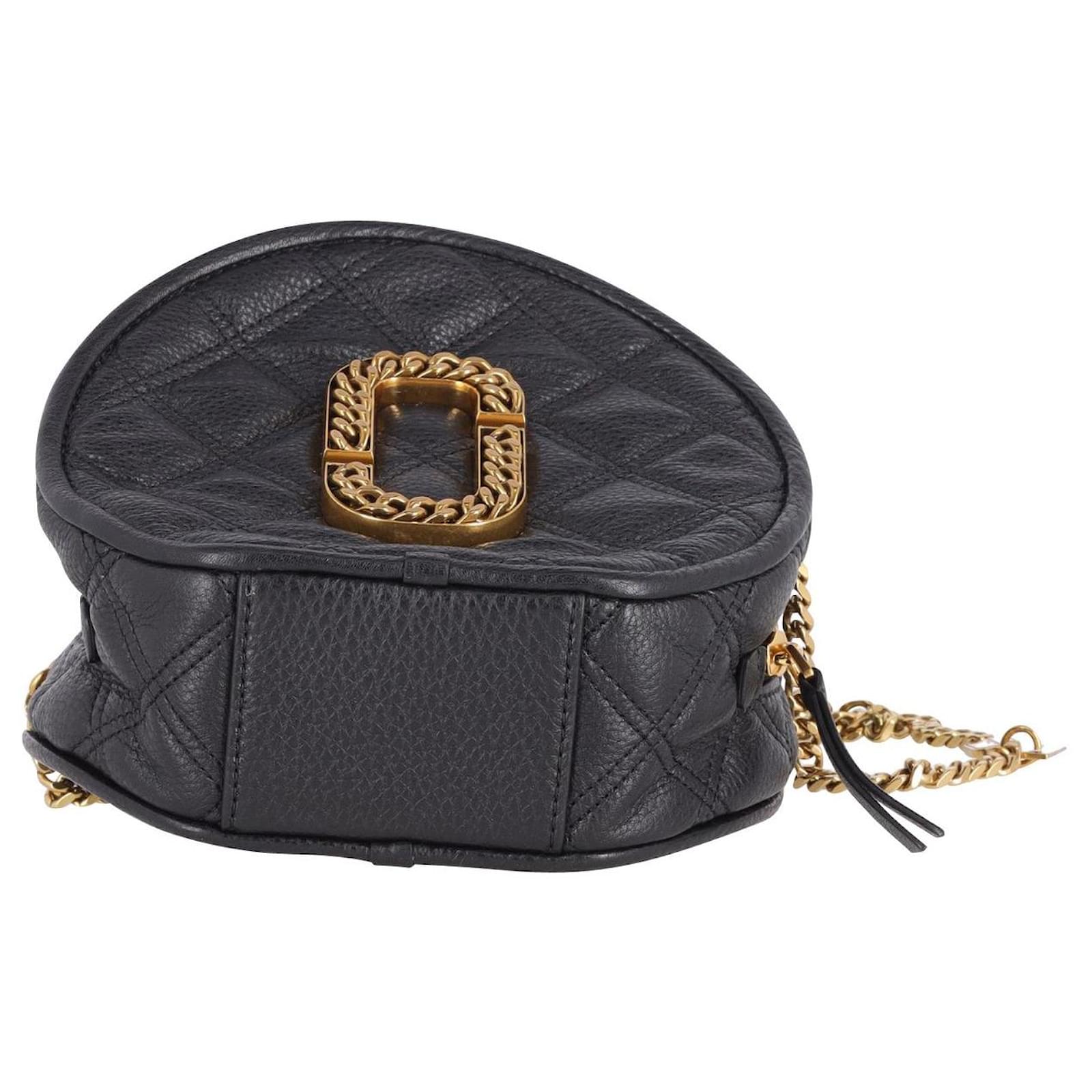Marc Jacobs Status Quilted Round Crossbody Bag in Black Leather ref ...