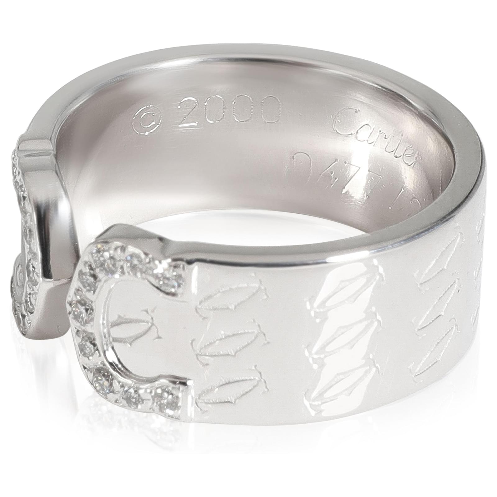 Cartier C De Cartier C2 8 mm Diamond Ring in 18K white gold 0.10 ctw ...