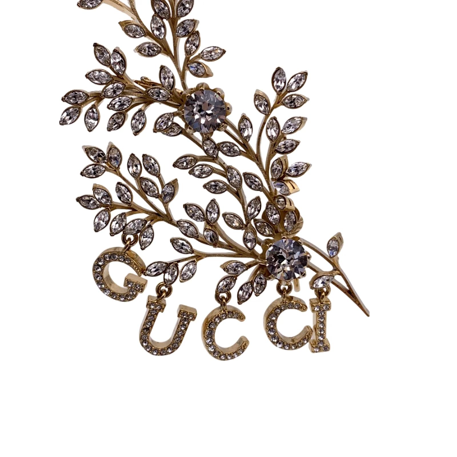 Gucci Gold Metal and Crystal Single Earring Ear Cuff Golden ref.952850 ...