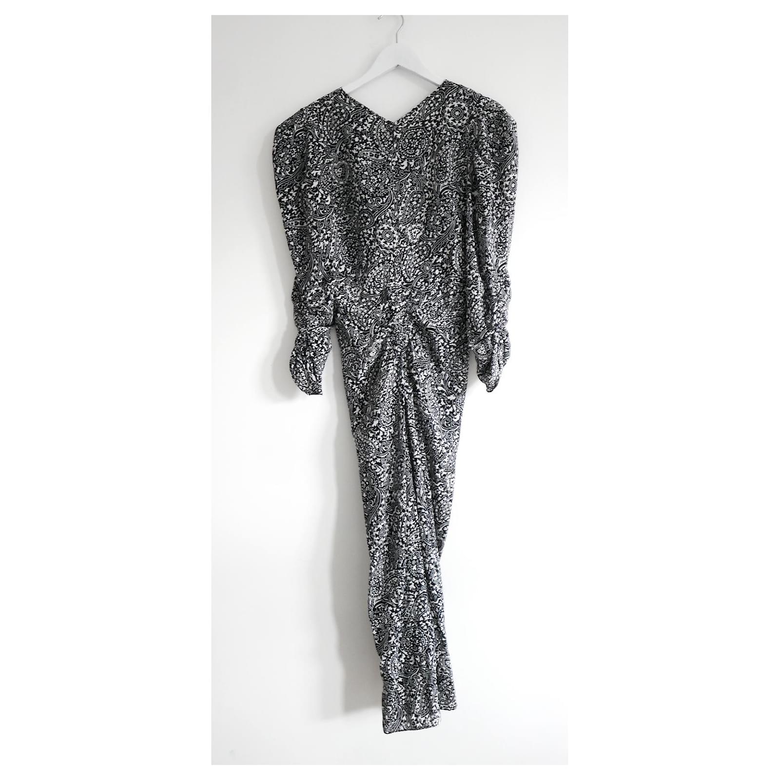 Isabel Marant Albini Black & White Paisley Silk Dress ref.956917 - Joli ...