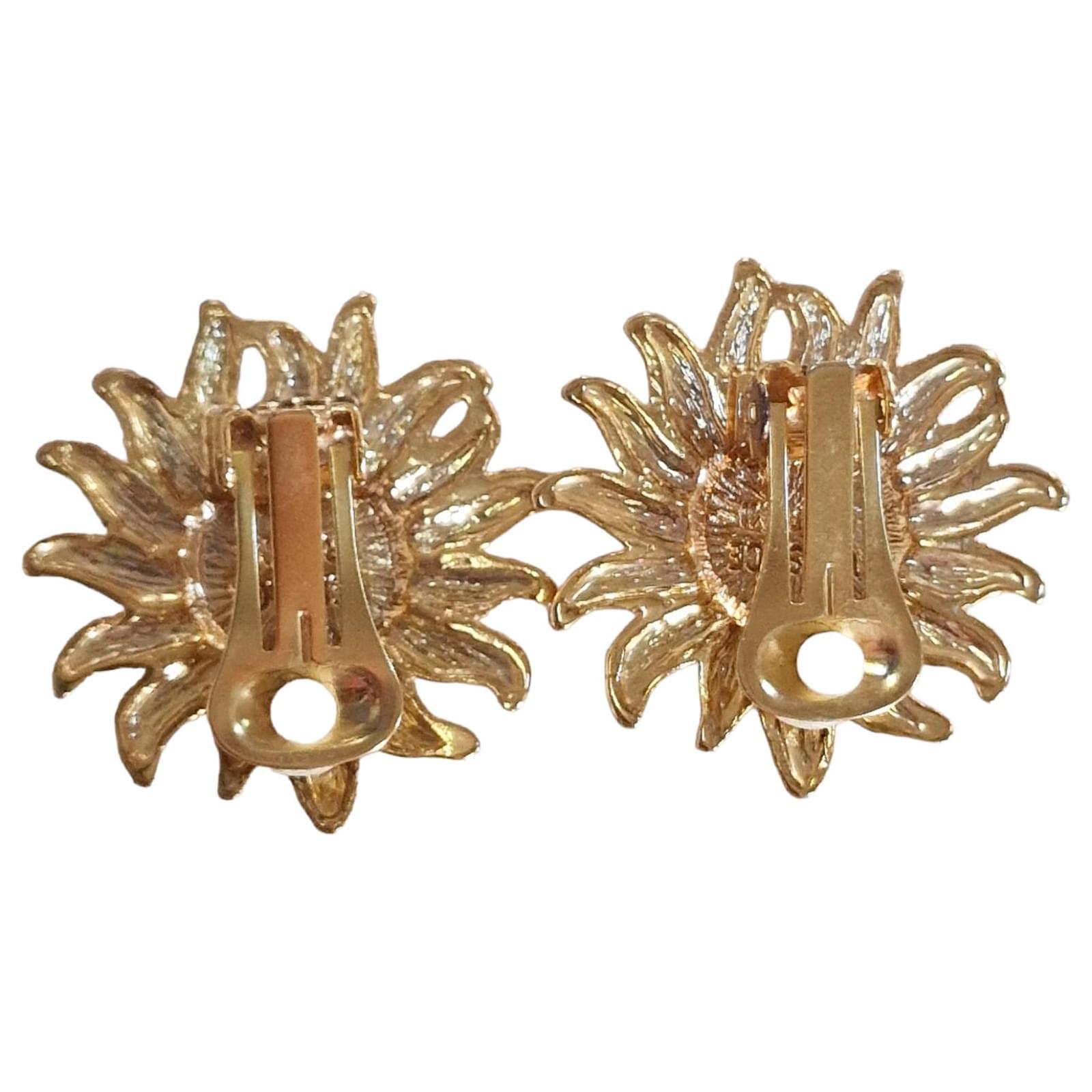 Earrings - Clips - Sun - Versace - Gold - Golden Metal ref.958349 ...