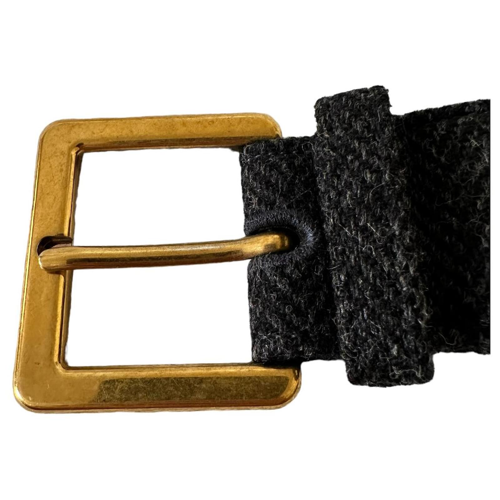 Yves Saint Laurent Vintage leather and wool belt (Sold) - Joli Closet