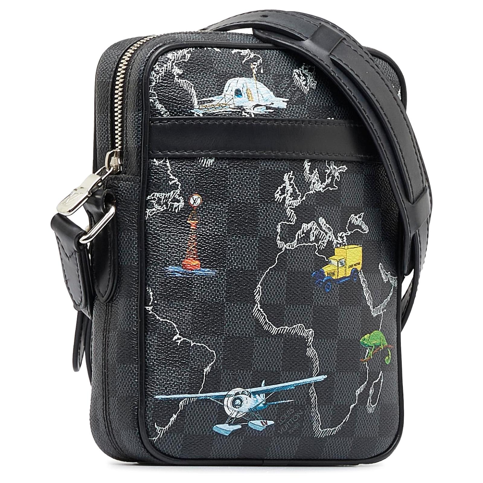 Louis Vuitton Black Damier Graphite Renaissance Map Danube Slim PM ...
